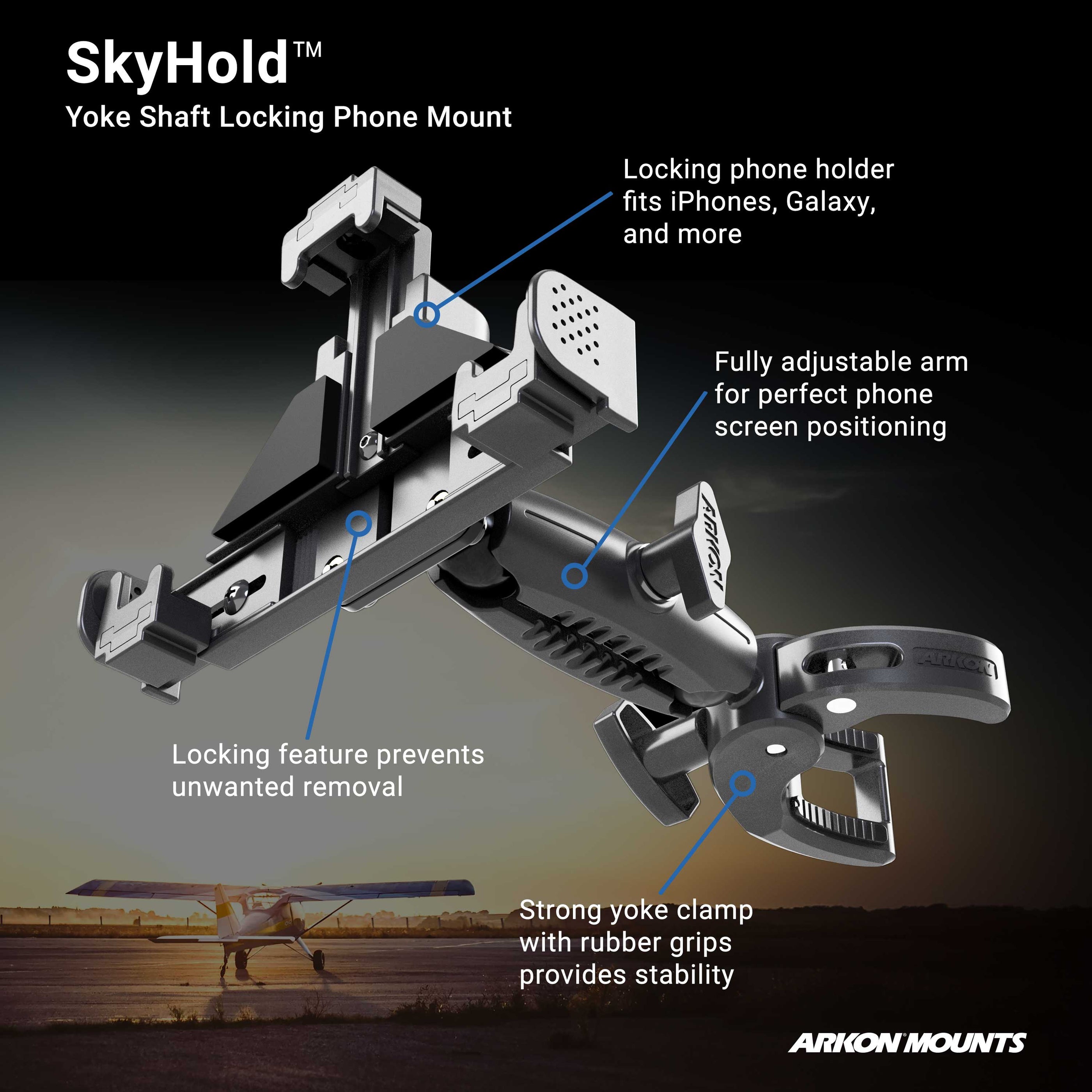 SkyHold™ Yoke Locking Phone Mount — Arkon Mounts