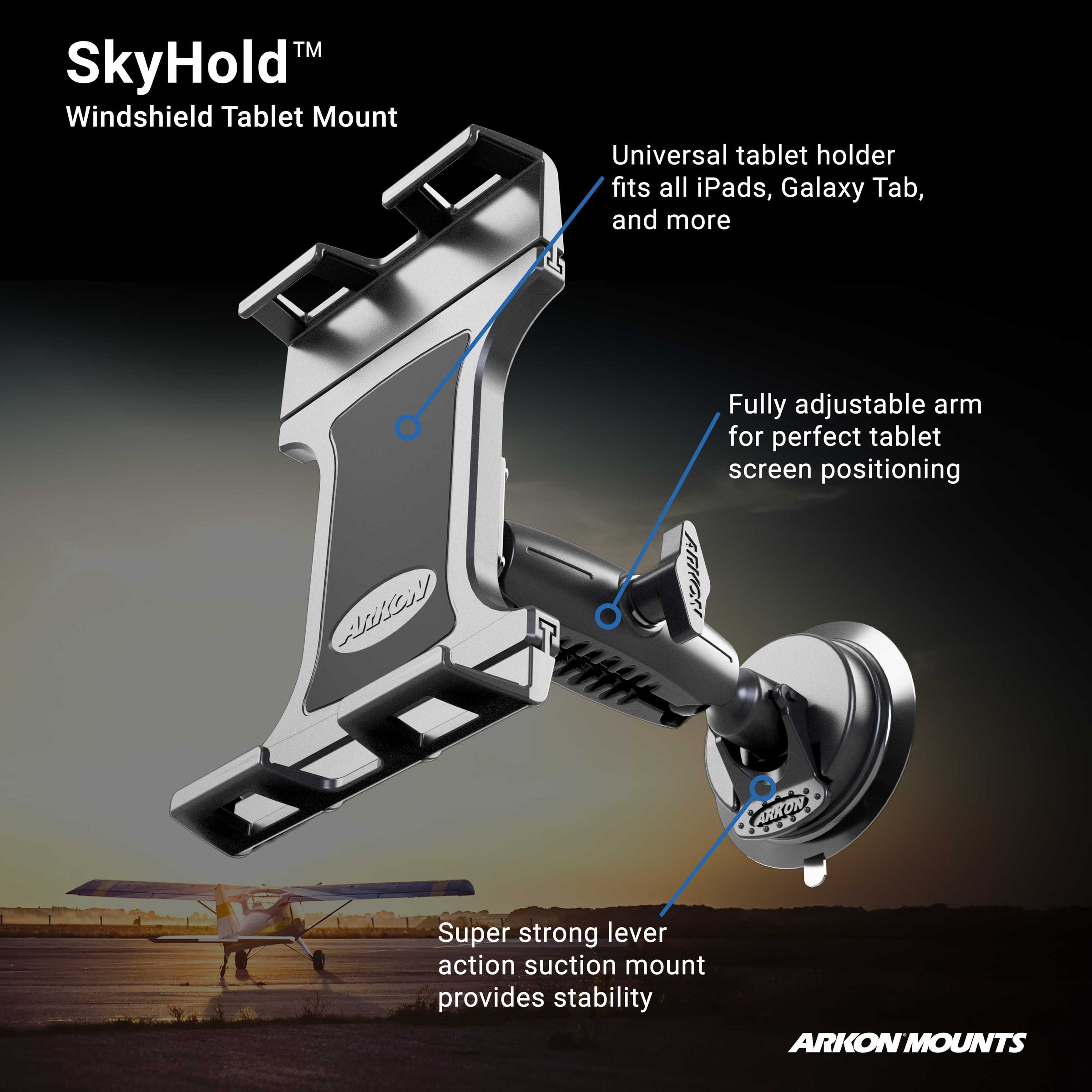 SkyHold™ Windshield Tablet Mount — Arkon Mounts