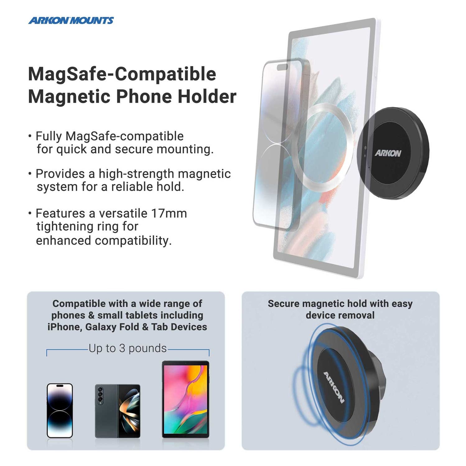Magnetic Phone Holder with Sticky Suction Mount - MagSafe Compatible ...